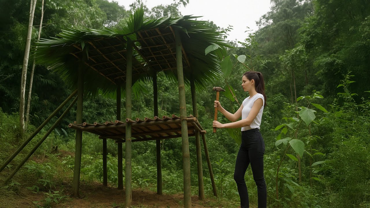 How to Build secret and cozy shelter in the Rainforest - YouTube