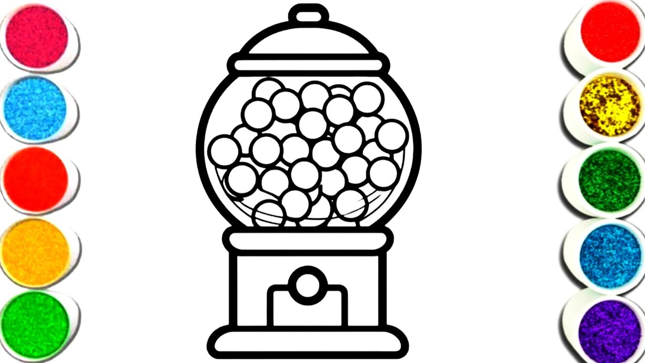 Gumball Machine easy and Beautiful Drawing Painting and Coloring for ...