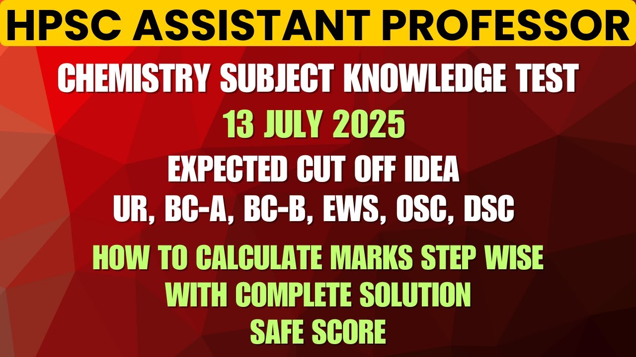 Expected Cut Off HPSC Assistant Professor Chemistry SKT // Calculate ...
