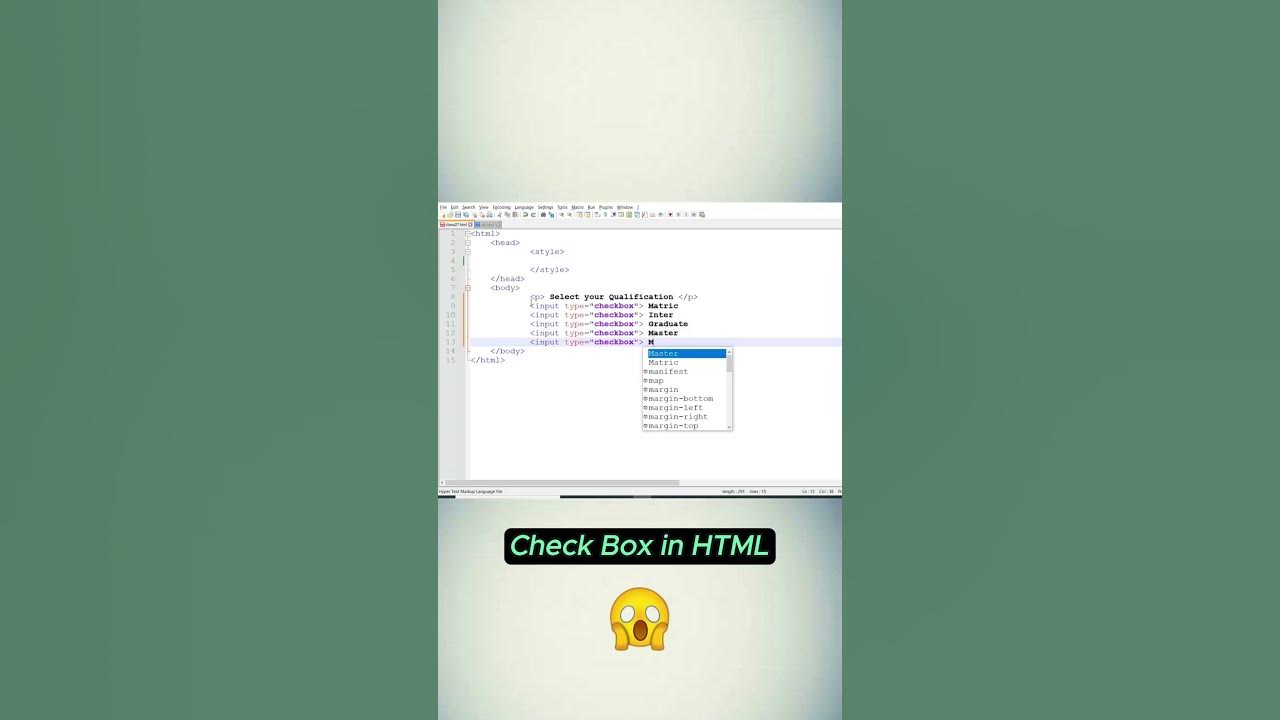How To Create Check Box In Html Html Htmlcss Youtube