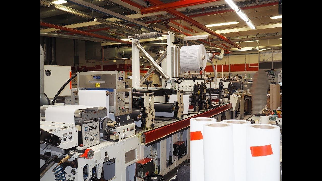 Gallus EM 510 2 colours flexo label printer 4 die cutters - YouTube