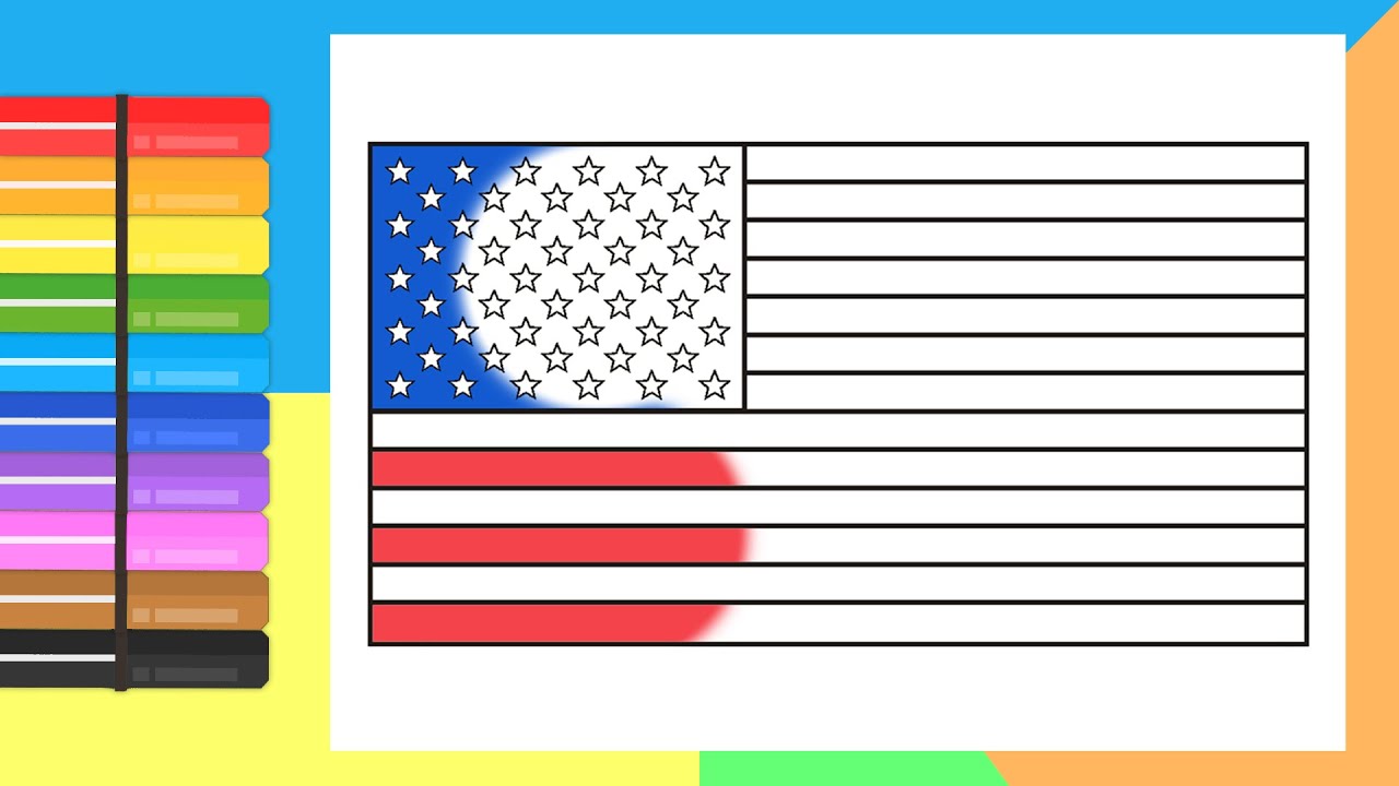 Coloring the American National Flag | How to draw flag of the United ...
