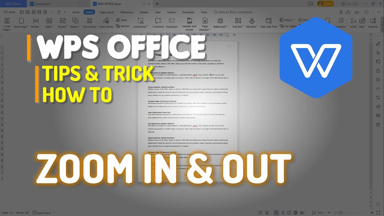 WPS Office Word How To Zoom In And Out - YouTube