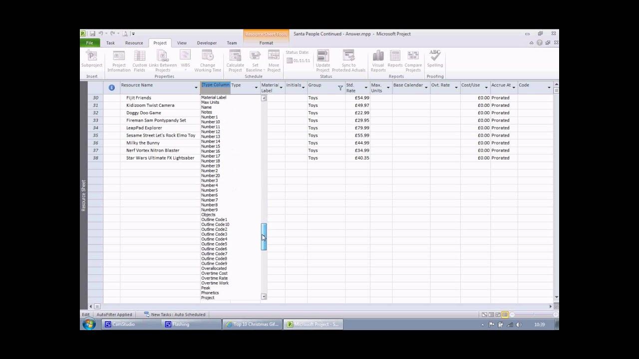Microsoft Project - Custom Fields 1 of 4: Simple Fields and Drop Lists - YouTube