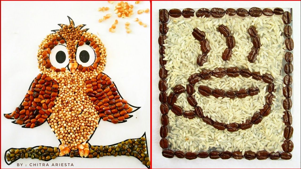 Attractive and easy pulses and grain craft || pulses craft ideas - YouTube