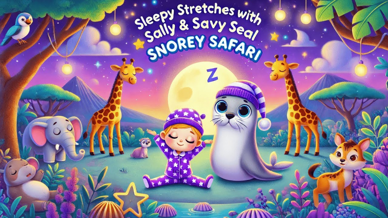 🌿 Sleepy Stretches with Sally and Savy Seal: Snorey Safari | Stretches ...