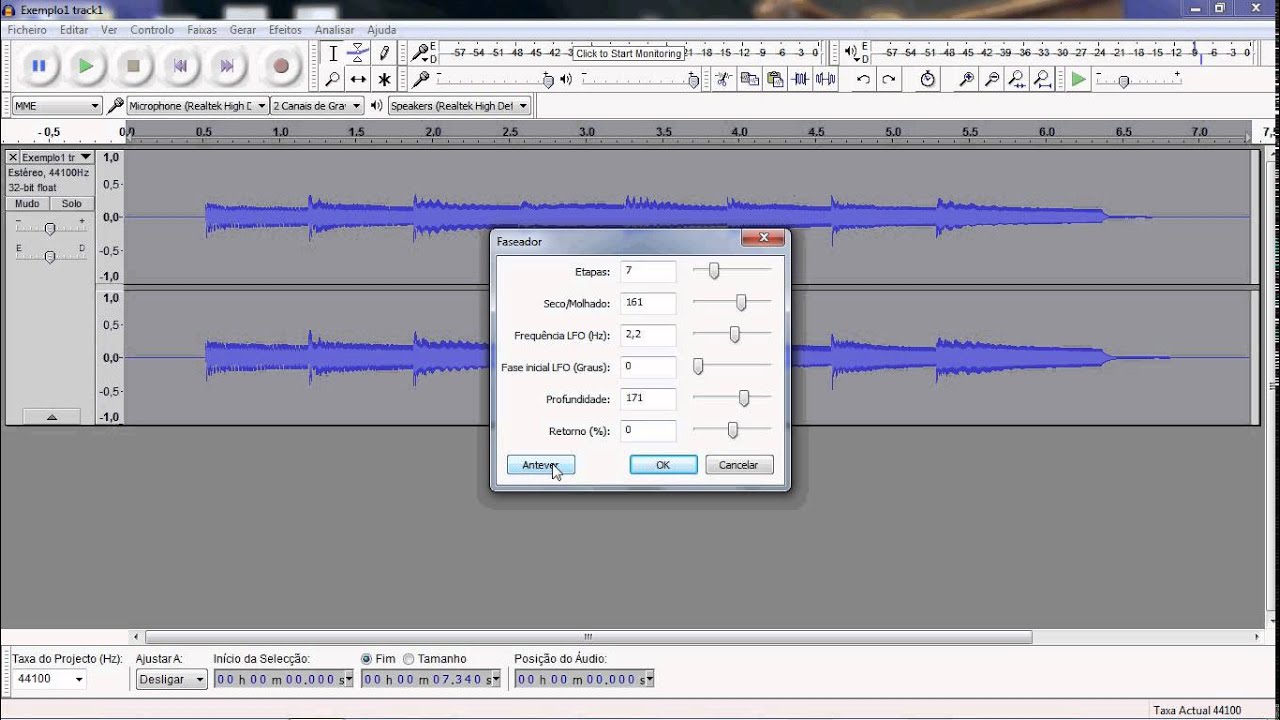 Audacity - Menu Efeitos - Faseador (Phaser) - YouTube