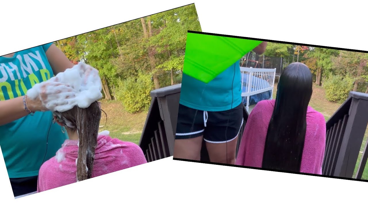 ASMR Hair Shampooing Outside ~ Lots of Soap ~ Hair Washing ~ Peaceful ...