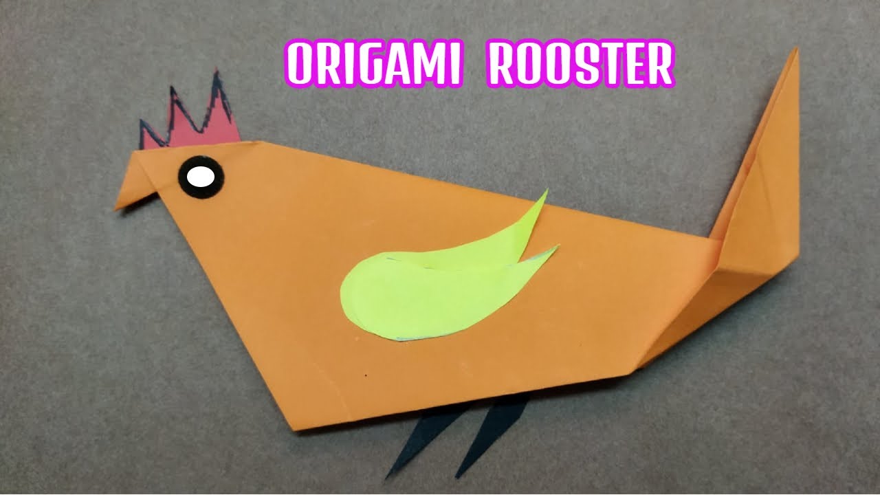 ORIGAMI ROOSTER MAKING || How To Make Origami Paper Hen For Kids - YouTube