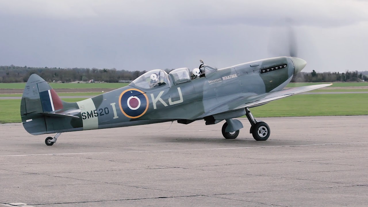 Boultbee's T9 Spitfire taking off from Duxford - YouTube