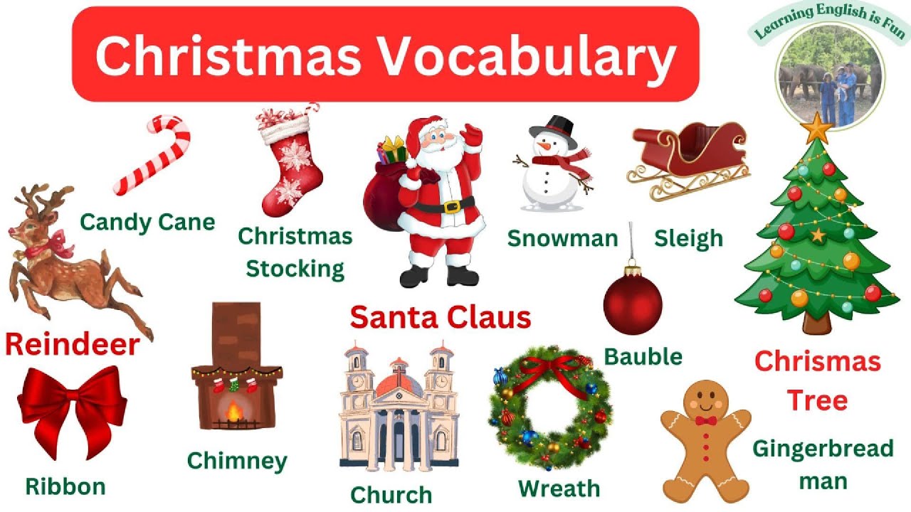Christmas Vocabulary with Pictures and Sentences! Best Christmas words ...