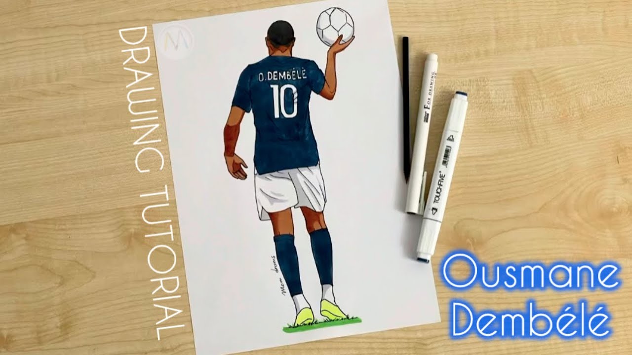 How to draw a soccer player Ousmane Dembele / Paris Saint-Germain ...