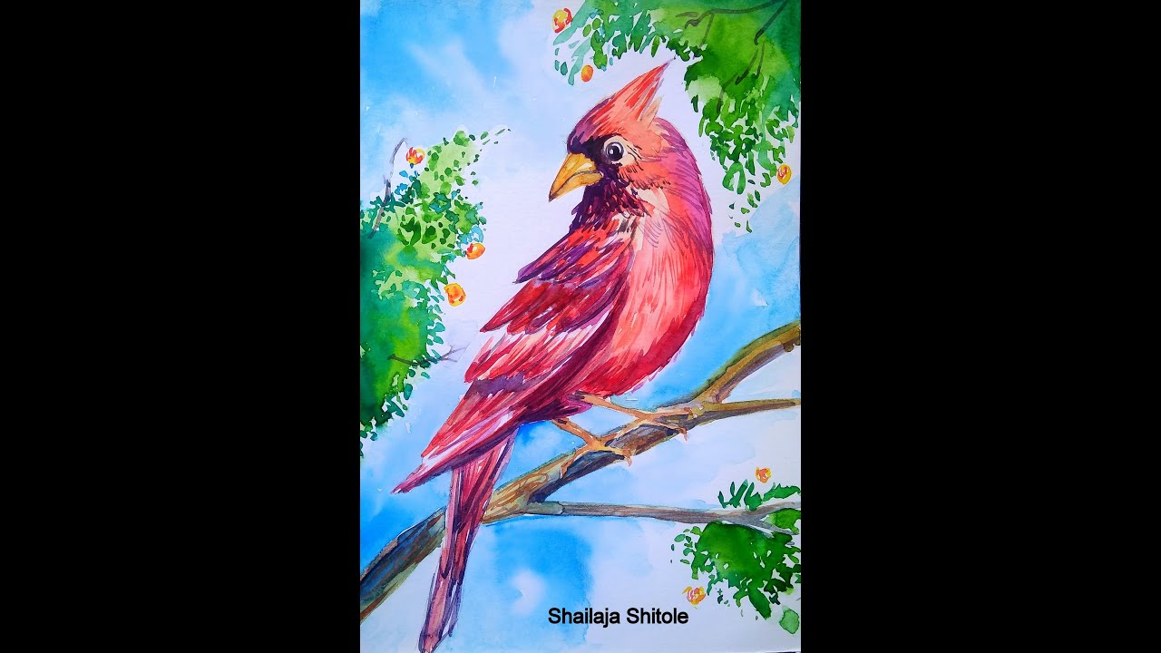 [Very Easy] How to Draw A Red Cardinal Bird Painting Step by Step - YouTube