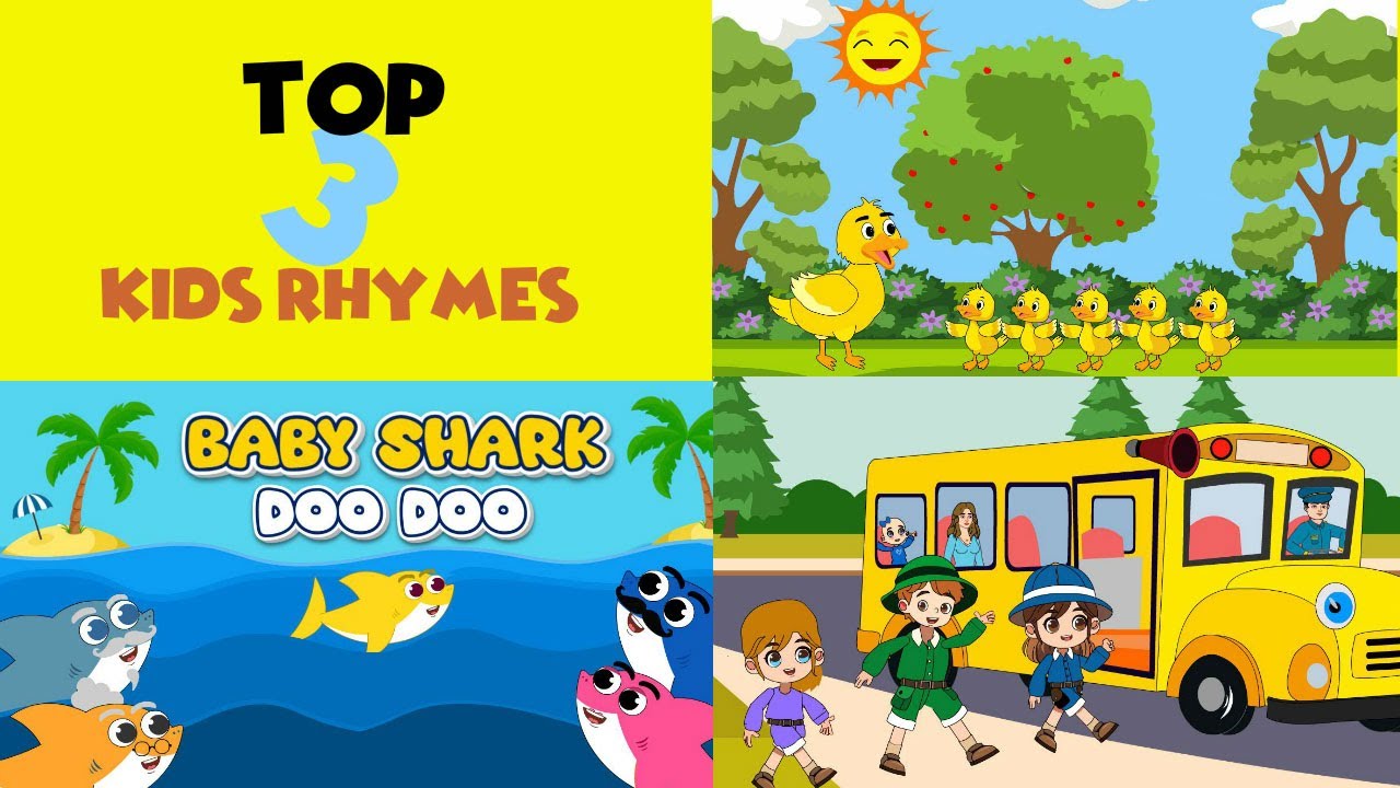 Top 3 Kids Rhymes - Baby Shark Doo Doo Doo, Five Little Ducks, Wheels ...
