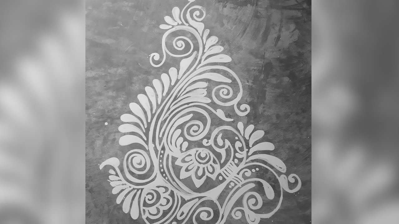 Creative alpona design step by step || New alpona design for laxmi puja ...