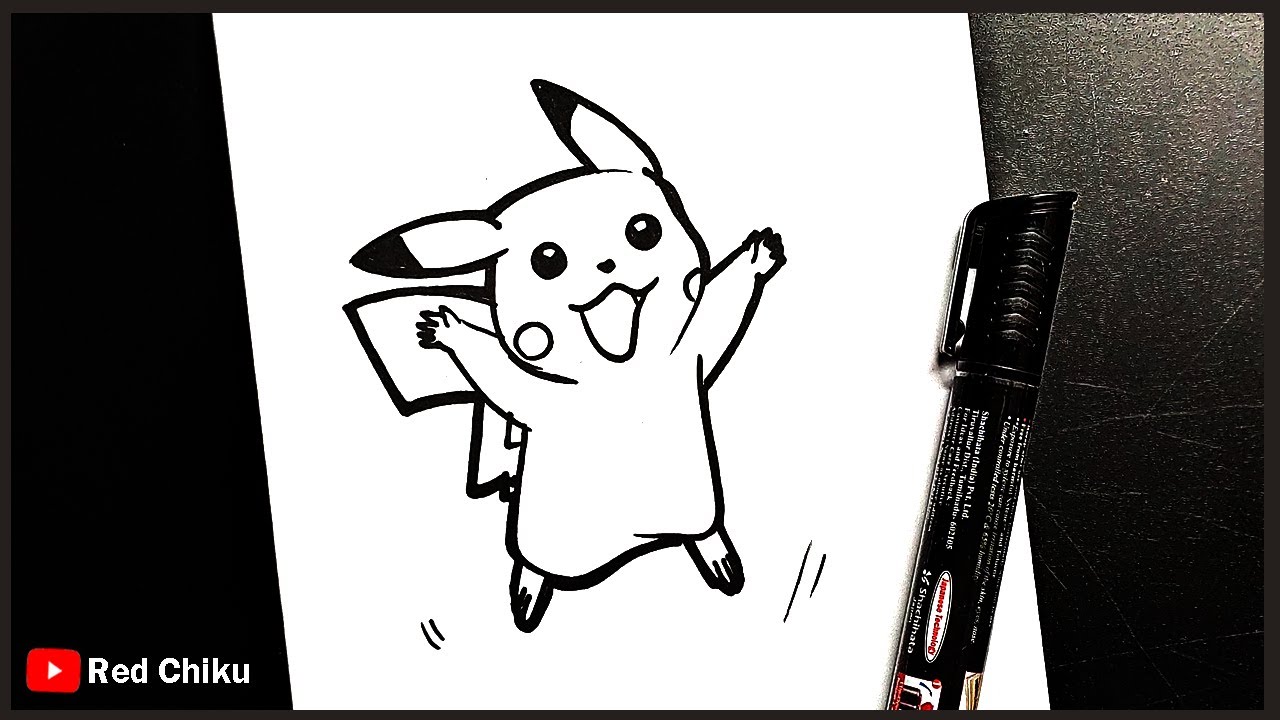 How To Draw Pikachu With Marker || Easy Pikachu Drawing For Kids - YouTube
