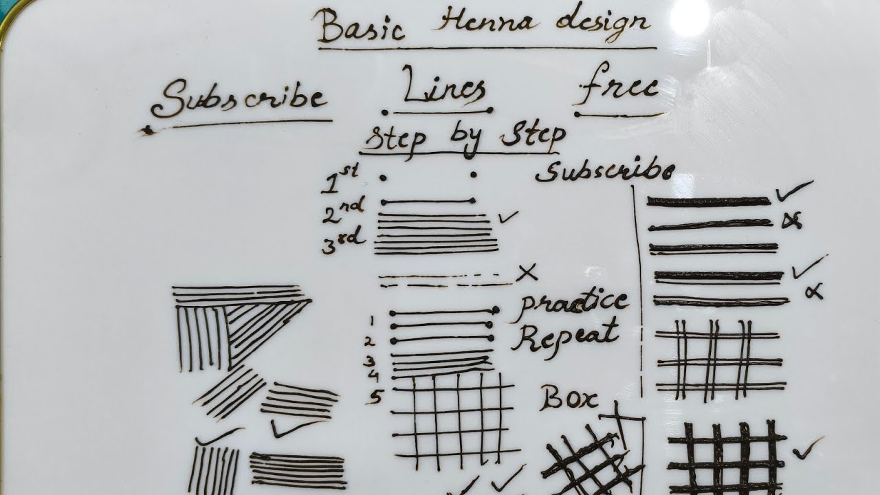 Basic henna design day--1[Lines]how to draw lines#viral #henna #yt # ...
