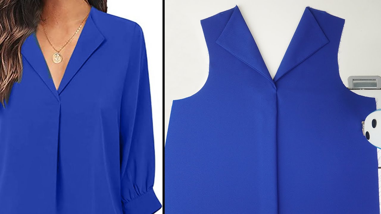 Sewing Tutorial: Step-by-Step Guide to Creating a Trendy V shape Collar ...