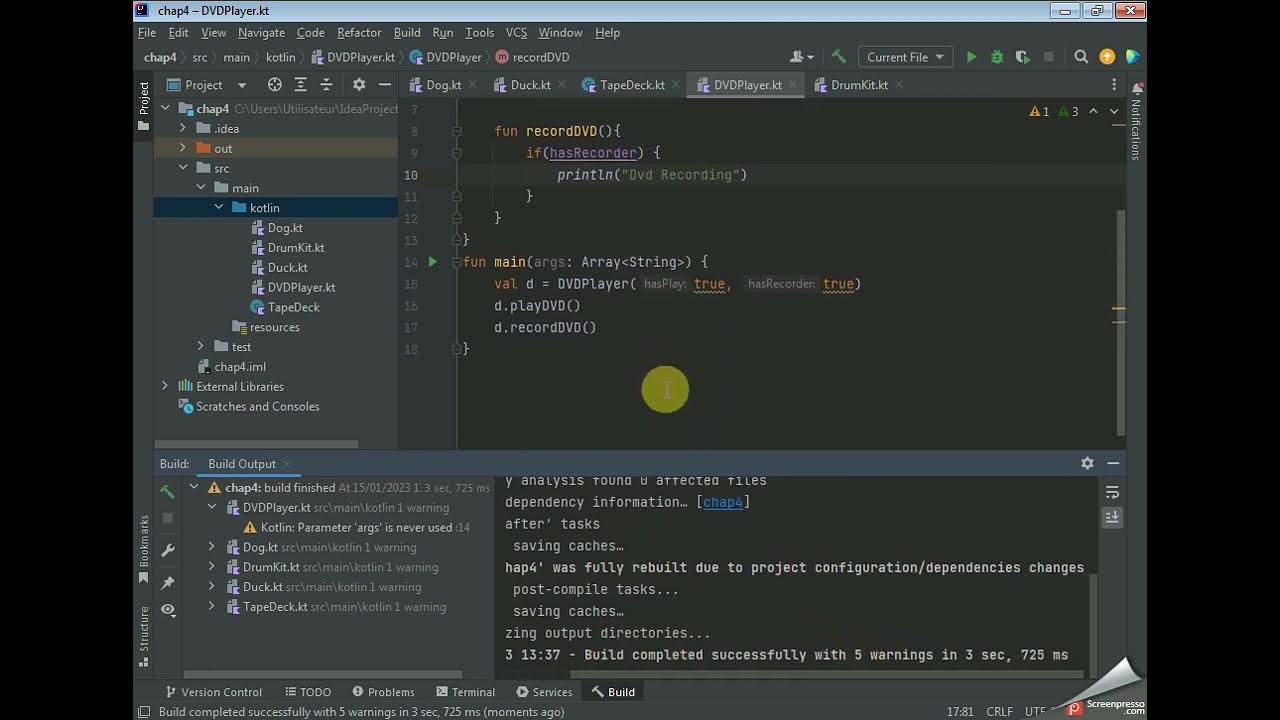 Kotlin 6 : exemple de création de classe - YouTube