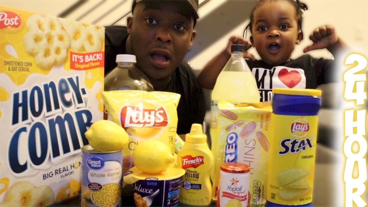 WE ONLY ATE YELLOW FOOD FOR 24 HOURS CHALLENGE | DuB Family - YouTube