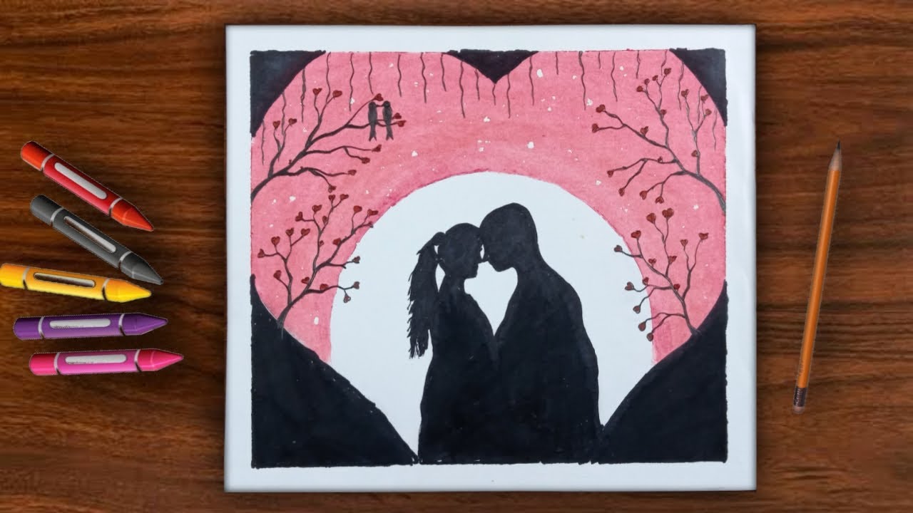 Valentine's Day - Couple and Love Scenery - Drawing with Oil Pastels ...