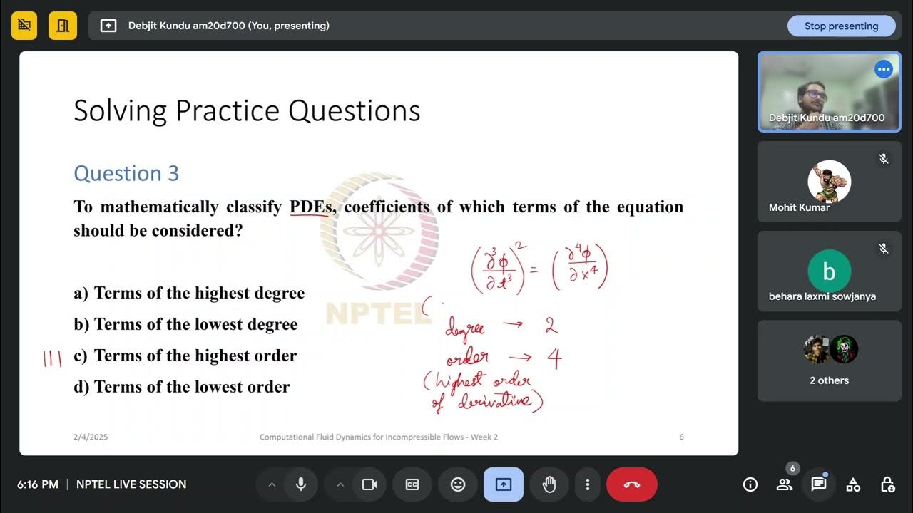 NPTEL LIVE SESSIONS - Computational Fluid Dynamics For Incompressible Flows - Week 2 - YouTube