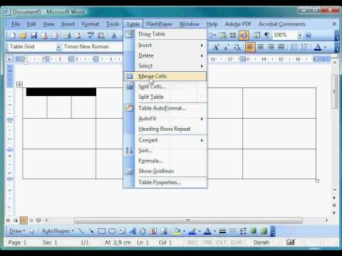 Splitting/Merging cells in a table - YouTube