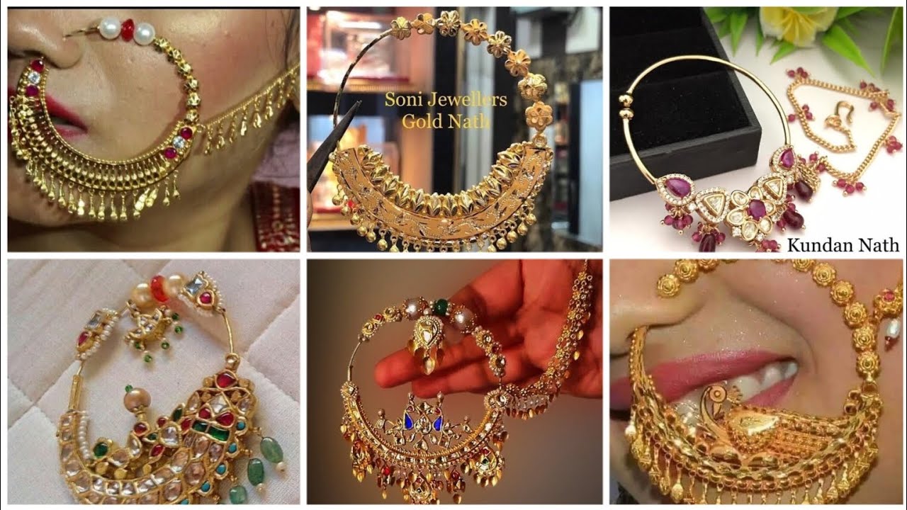 latest Rajput nose ring Gold designing #bridal jewellery women gold ...