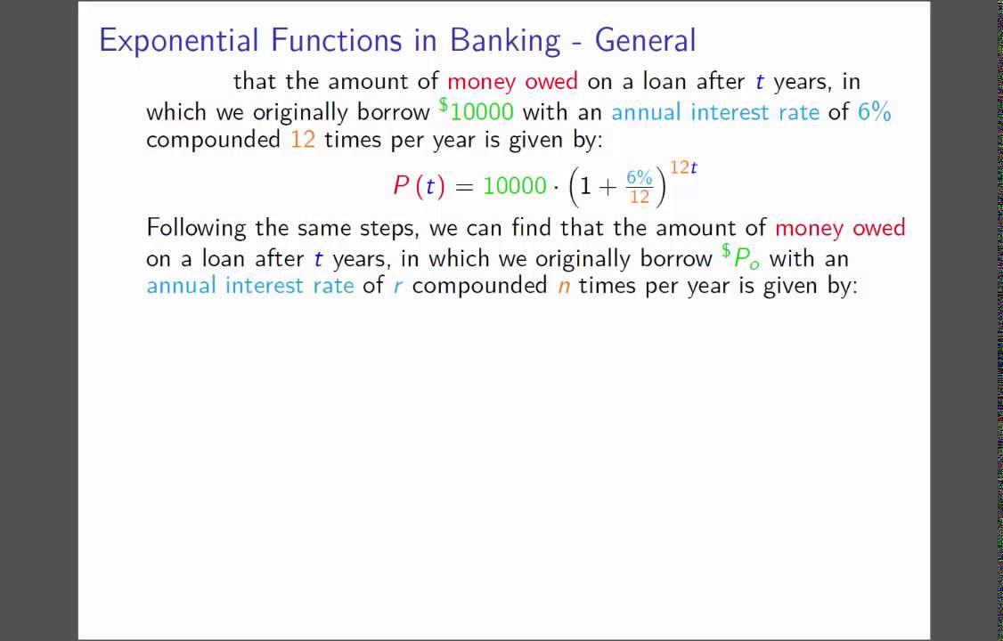 Exponential Functions and Banking - General Formula including ...