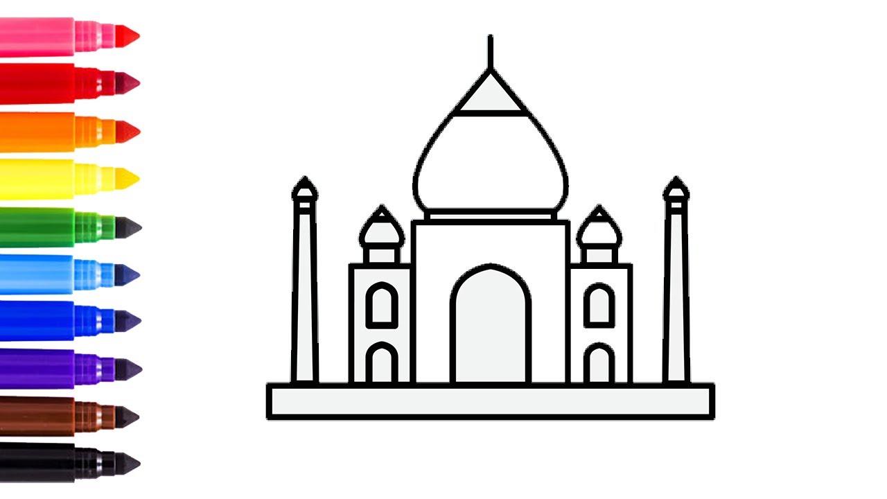 How to Draw Taj Mahal | Taj Mahal Drawing | Easy Step By Taj Mahal ...