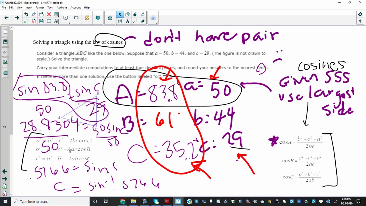 solving a word problem using law of cosines - YouTube