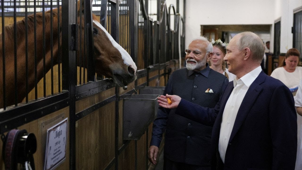 PM Modi and President Putin Stroll Through Horse Stables in Russian ...