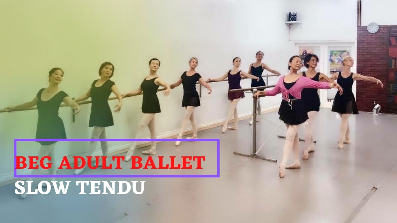 Slow tendu, beginner adult ballet class demo - YouTube