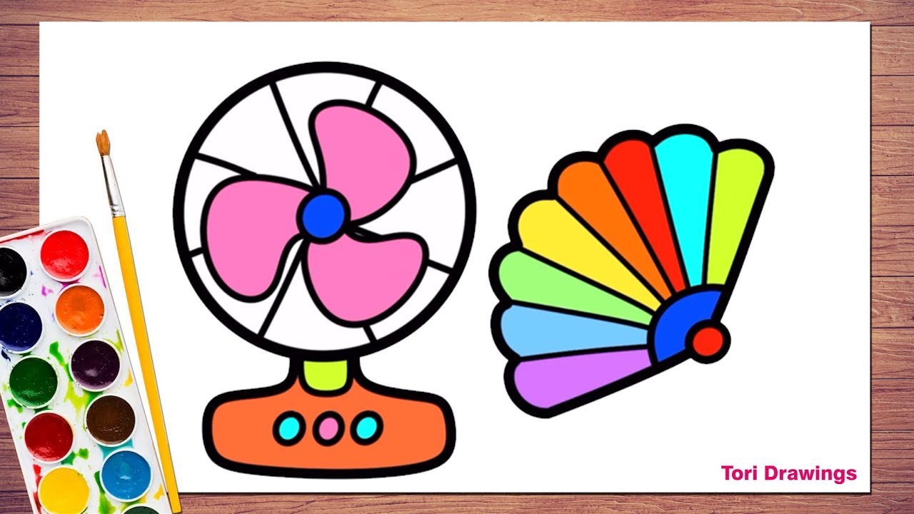 How to Draw and Colour a Fan 🎨 | Fan Drawing, Painting & Colouring for ...