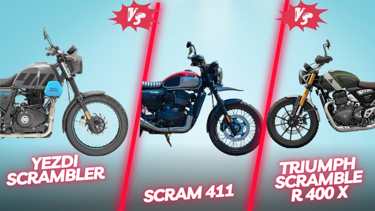 Triumph Scrambler 400 X vs Yezdi Scrambler vs Royal Enfield Scram 411 ...