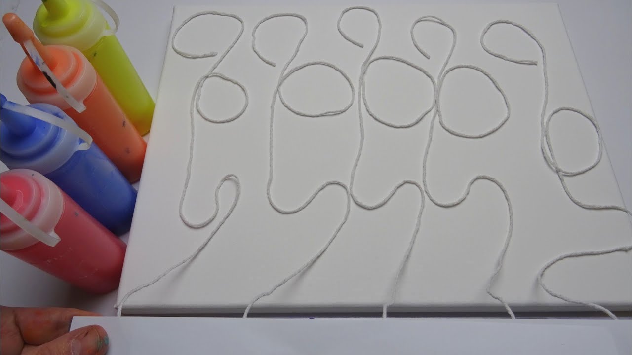 Pintar con 5 hilos (SIMULTANEAMENTE) Acrílico Fluido y Pouring en ...