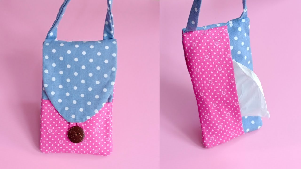 DIY Double Sided Pouch for Handphone and Tissue | Tutorial Pocket for ...
