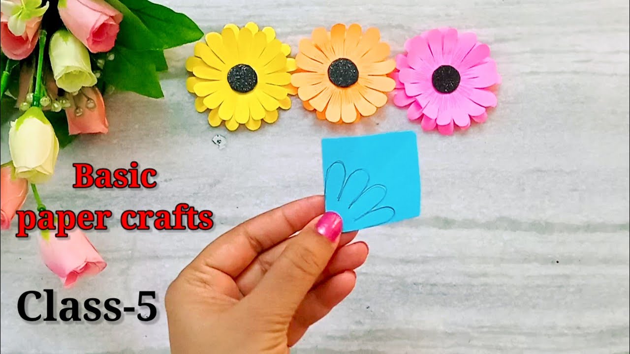 basic paper crafts class -5 # easy paper flower cutting step by step ...