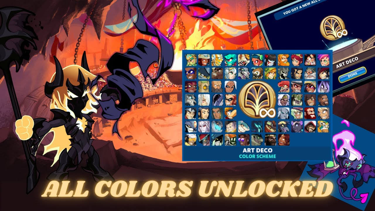 I unlocked this ART DECO color for all legends in brawlhalla in just a ...
