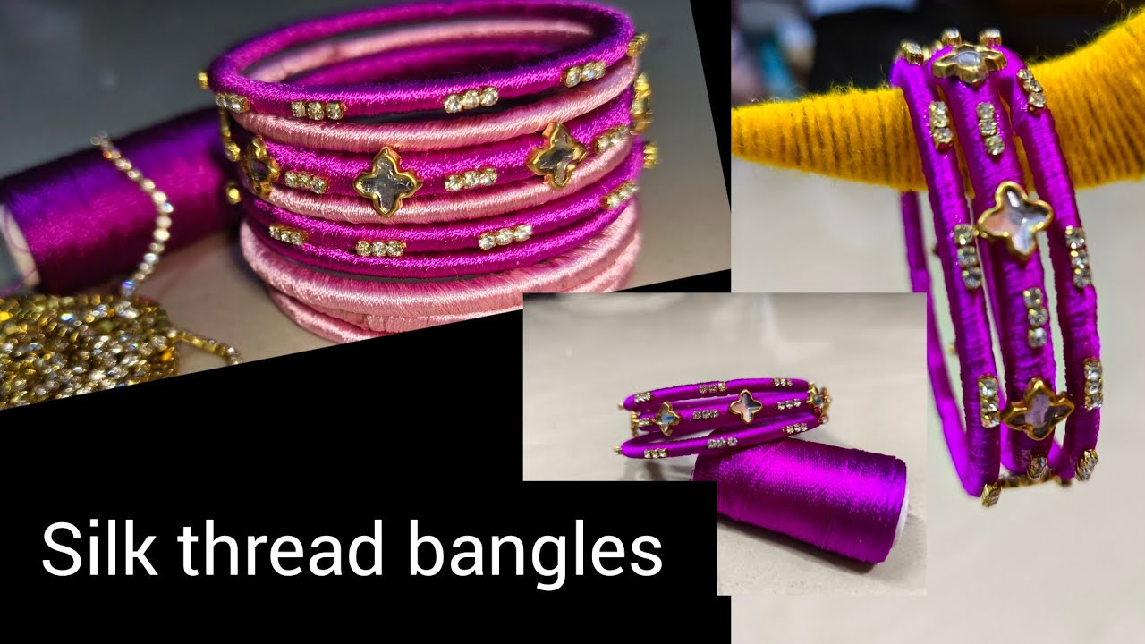 How to make silk thread bangles at Home# Easy way to make simple design ...