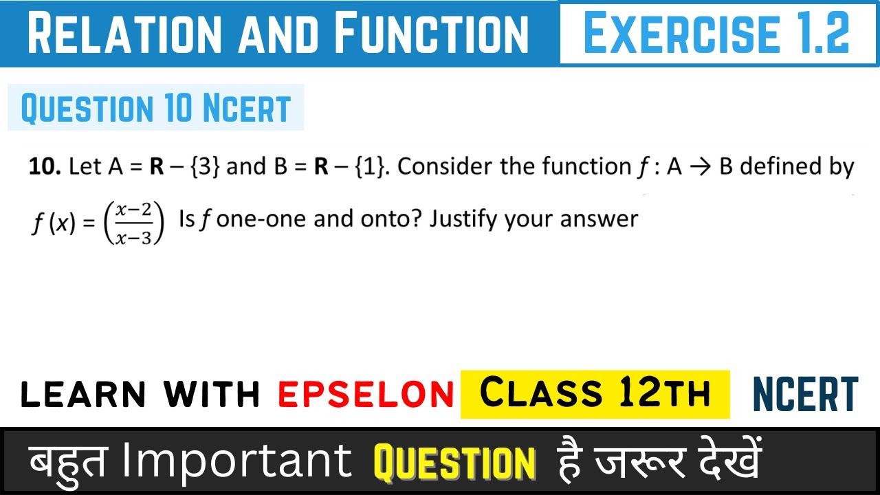 Relation & Function Class 12 | Exercise 1.2 Question 10 | NCERT ...