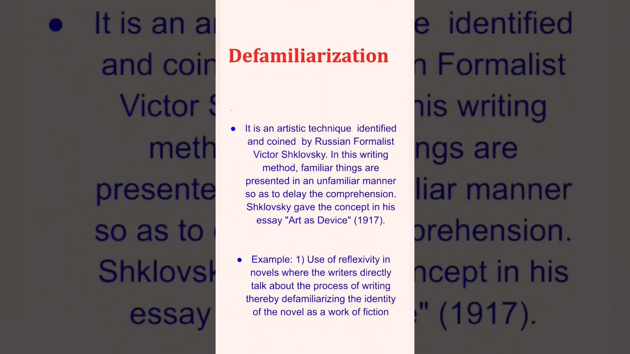 What is Defamiliarization in Literature? #literature #englishliterature ...