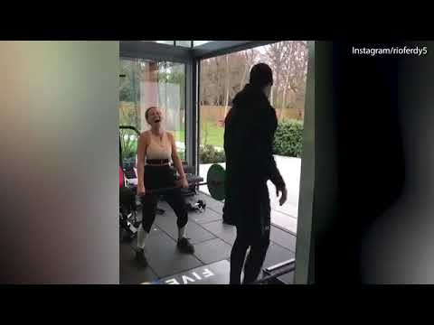 Rio Ferdinand jokes around with Kate Wright in workout session - YouTube