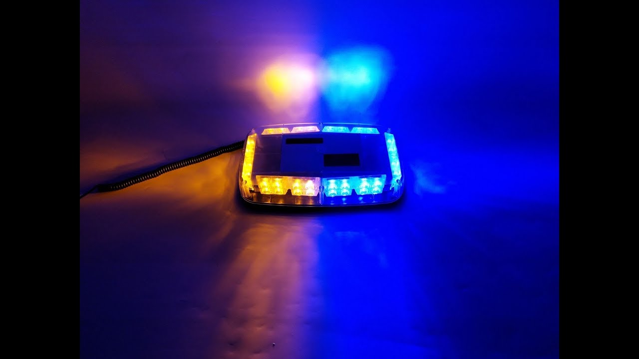 Amber Blue 11" LED 24W Flashing Beacon Signal Strobe Light - YouTube