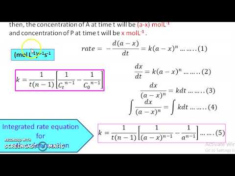 Integrated rate equation for nth order reaction - YouTube