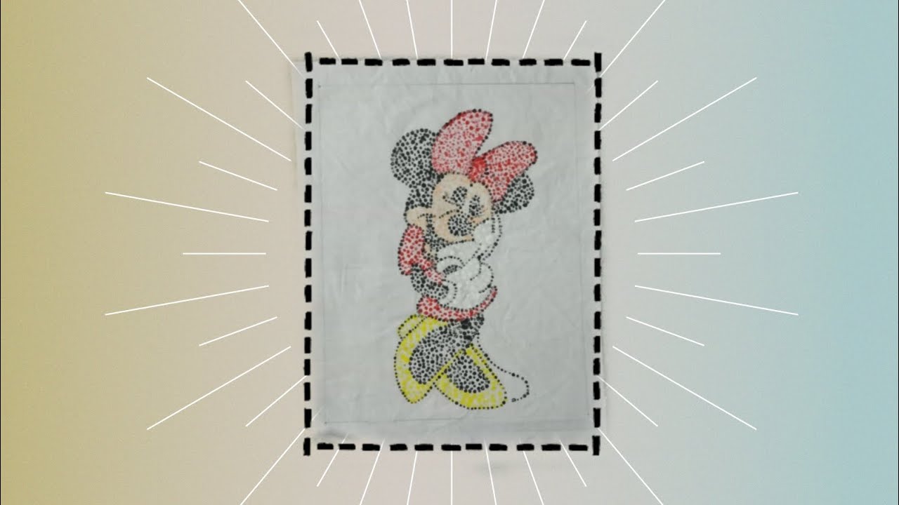 stippling on cloth by using pencil tip | minnie mouse | - YouTube