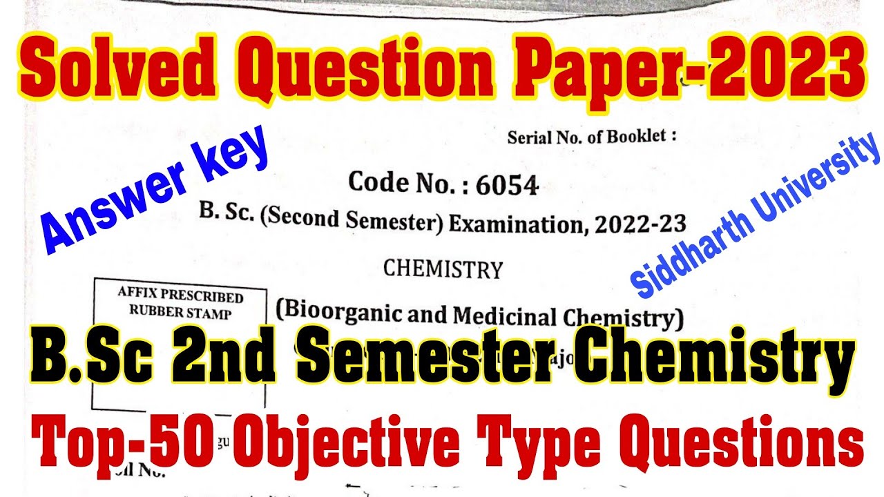 🔴Live|B.Sc 2nd semester chemistry objective type questions|answer key ...