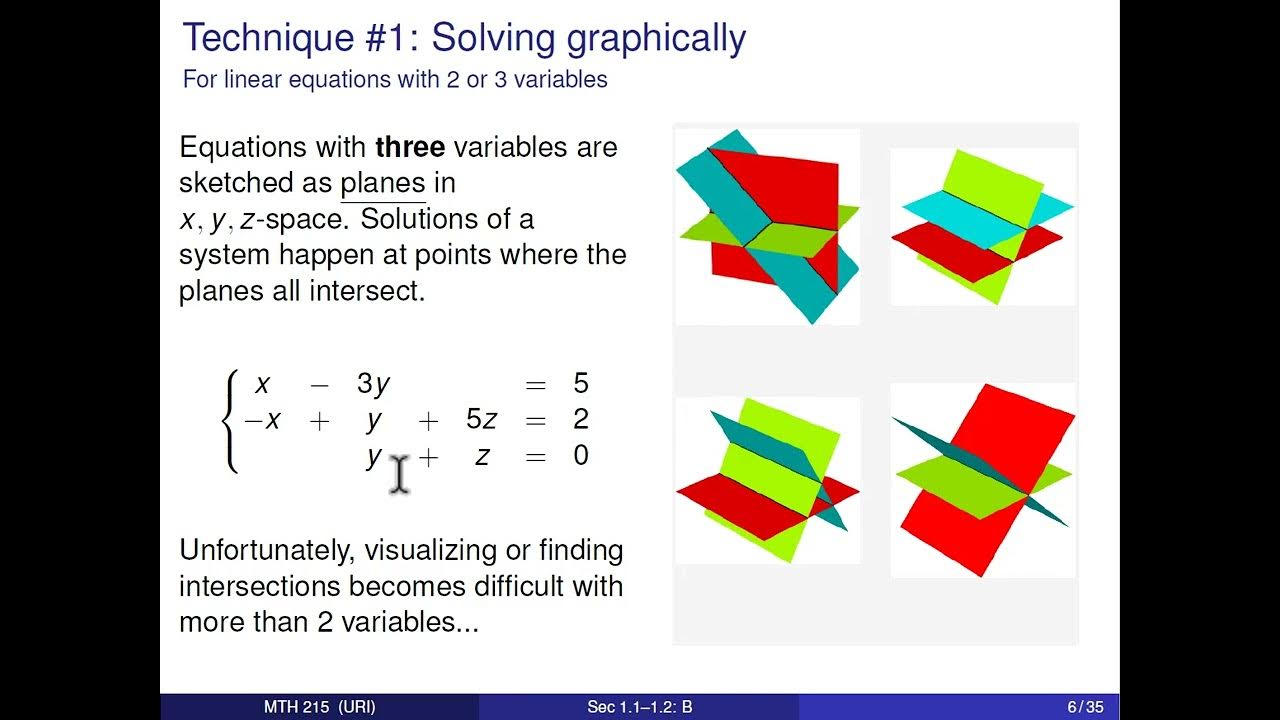 Intro to Linear Algebra - Solving Linear Systems Using Matrices, part 1 of 2 (Sec 1.1-2, B-i ...