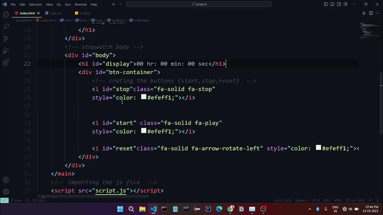 stopwatch project coding ninjas - YouTube