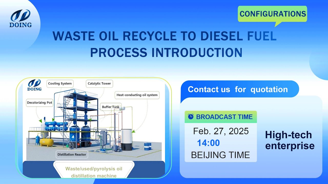 Waste oil recycle to diesel fuel process introduction - YouTube